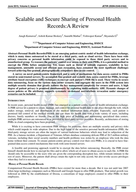Pdf Scalable And Secure Sharing Of Personal Health Recordsa Review
