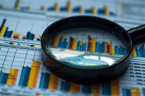 Analyzing Data Top View With Magnifying Glass Business Concept Stock Illustration