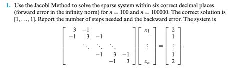 Solved 1 Use The Jacobi Method To Solve The Sparse System