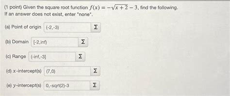 solved 1 point given the square root function f x −x 2−3 chegg