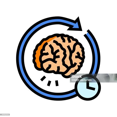 기억 회상 신경 과학 신경학 컬러 아이콘 벡터 일러스트 레이 션 건강관리와 의술에 대한 스톡 벡터 아트 및 기타 이미지 건강