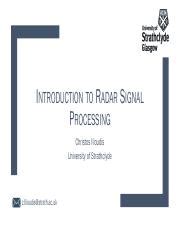 Introduction Radar Signal Processing Pdf INTRODUCTION TO RADAR SIGNAL PROCESSING Christos