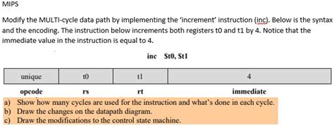 Mips Modify The Multi Cycle Data Path By Implementing