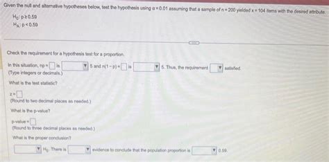 solved given the null and alternative hypotheses below test