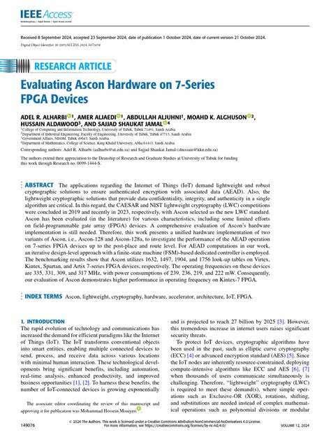 Evaluating Ascon Hardware On 7 Series Fpga Devices Pdf Cryptography Encryption