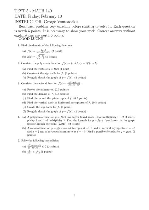 Math 140 Test 5 Solving Functions Polynomials And Inequalities