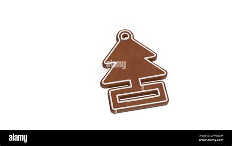 3d Rendering Of Gingerbread Cookie In Shape Of Symbol Of Air Freshener In Shape Of Tree Isolated