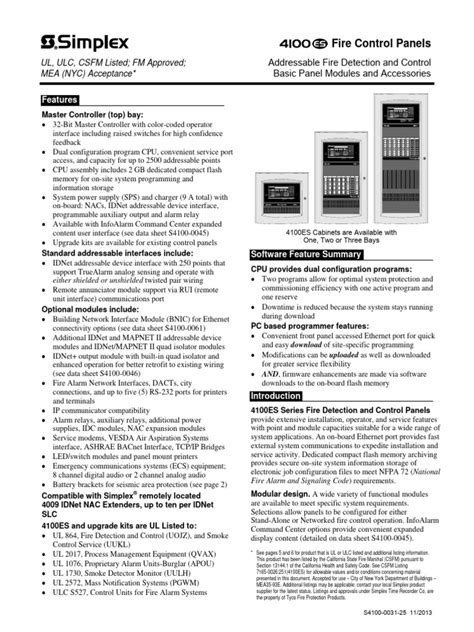 Addressable Control Panel 4100 Es 4100 9211 Pdf Computer Network Ethernet