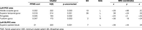 Seed Based Connectivity Analysis Download Table
