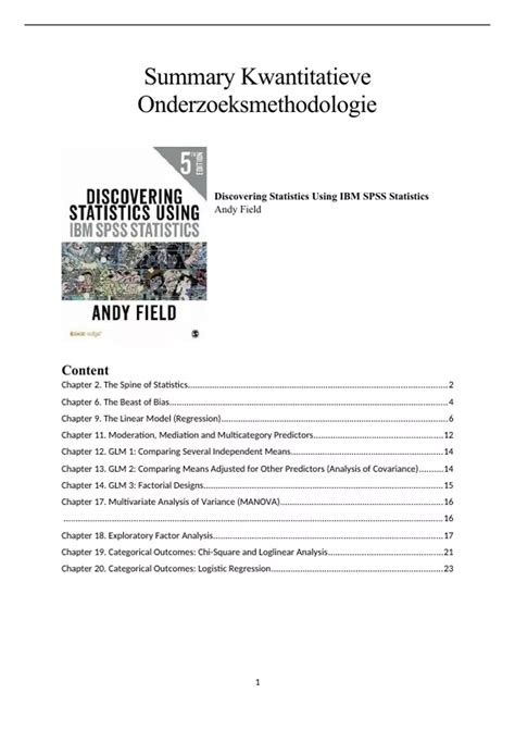 Summary Discovering Statistics Using IBM SPSS Kwantitatieve Onderzoeksmethodologie MAN