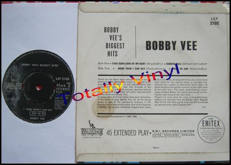 Totally Vinyl Records Vee Bobby Ep Bobby Vee S Biggest Hits Take Good Care Of My Baby