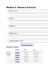 CRJ 315 Module 5 Mastery PerfectScore Docx Module 5 Mastery Exercise Due No Due Date Points