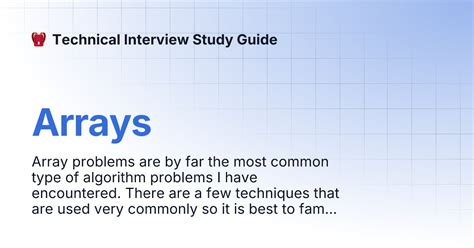 Arrays Technical Interview Study Guide