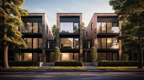 Edificio Urbano De Bloques De Casas Adosadas Imagen Premium Generada