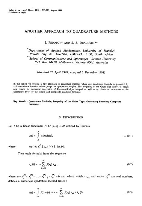 Pdf Another Approach To Quadrature Methods