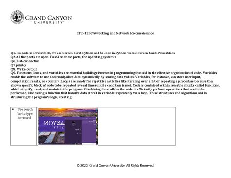 Itt 111 Networking And Network Reconnaissance To Code In Powershell