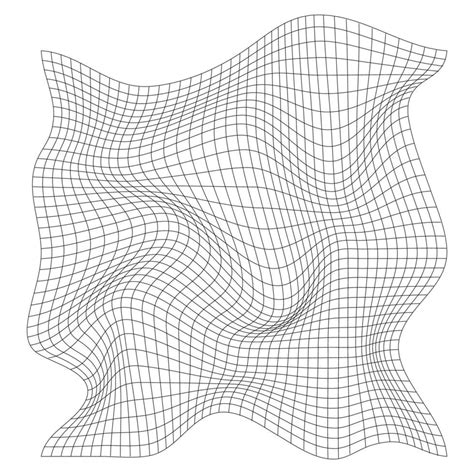 Distorted Square Grid Wireframe Wave Geometry Grid Warped Mesh