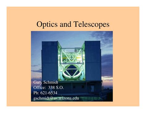 Optics And Telescopes Lecture Slides Astr 518 Docsity