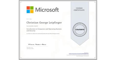 Completion Certificate For Introduction To Computers And Operating