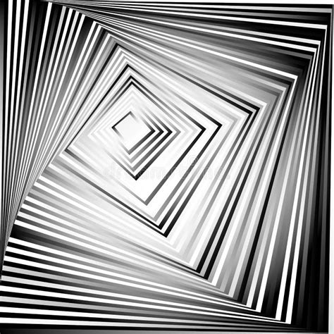 Rotating Squares Abstract Geometric Monochrome Illustration Stock