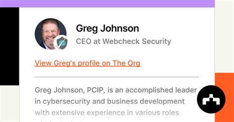 Greg Johnson Ceo At Webcheck Security The Org