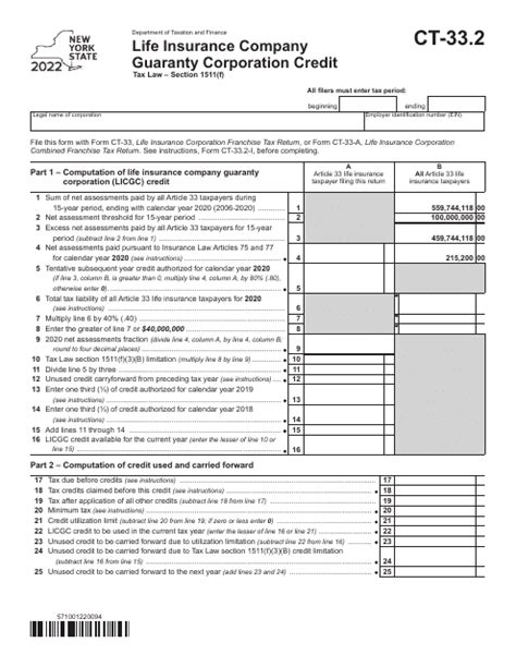 Form Ct 33 2 2022 Fill Out Sign Online And Download Printable Pdf New York Templateroller