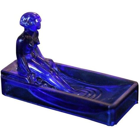 Elegant Art Deco Blue Glass Soap Dish