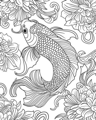 Adult Coloring Pages Koi