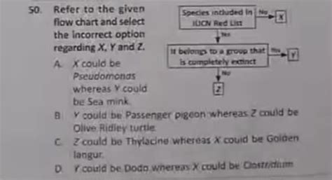 Refer To The Given Fiow Chart And Select The Incorrect Option Regarding X