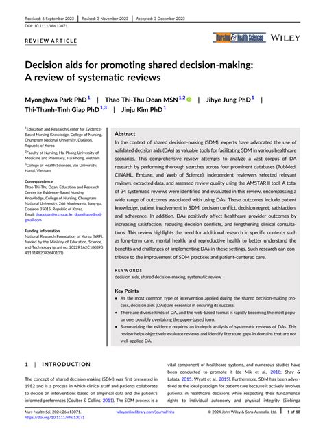 Decision Aids For Promoting Shared Decision‐making A Review Of