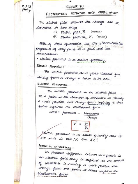 Electric Potential And Capacitance Notes Pdf