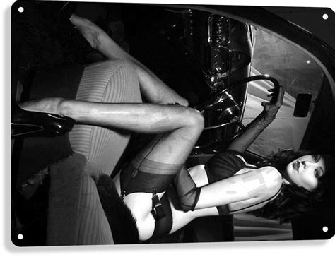Strapped In Pinup Girl Sexy Hot Rod Cars Garage Shop Wall Decor Metal