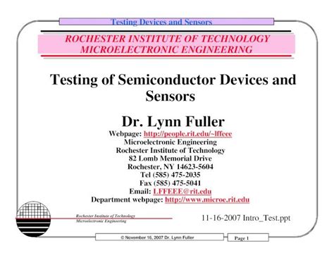 Pdf Testing Of Semiconductor Devices And Sensors Dr Lynn · Pdf