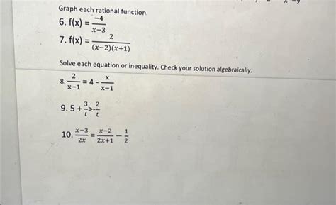Solved Graph Each Rational Function 6 F X X−3−4 7