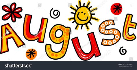Whimsical Cartoon Text Doodle Month August 스톡 일러스트 219403909 Shutterstock