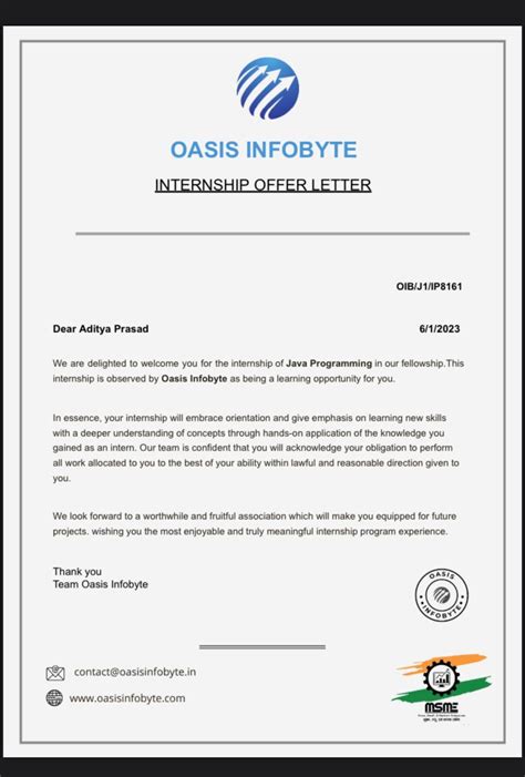 Oasisinfobyte Javaprogramming Internship Aditya Prasad