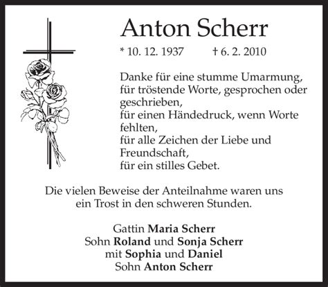 Traueranzeigen Von Anton Scherr Trauer Merkur De