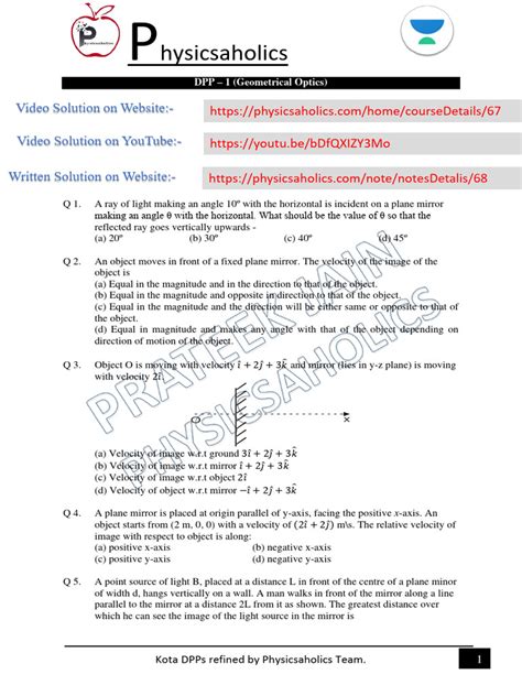 Uploads1648723599dpp 1 Jee Main And Adv Plane Mirror Real Virtual Rotation Of Image