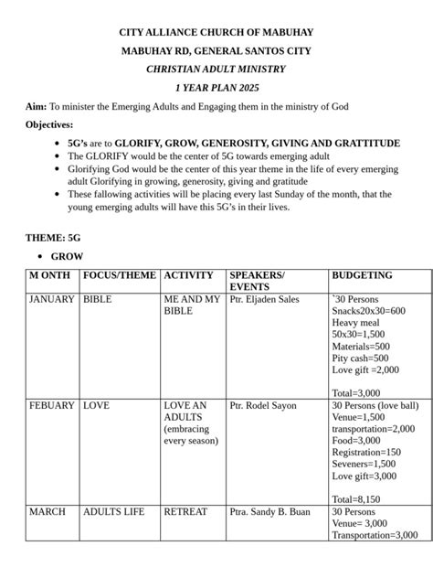 1 Year Plan For Adult 1 Pdf