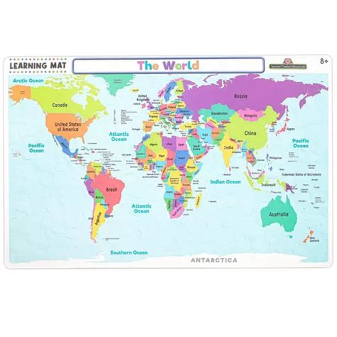 World Map Learning Mat Ages 8 And Up Mardel 4007076