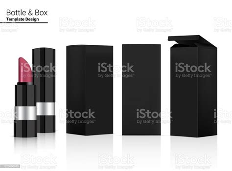 광택 메탈릭 립스틱 튜브 는 흰색 배경 일러스트에 메이크업 스킨 케어 상품에 대한 현실적인 화장품과 3 차원 상자를 조롱 의료 및 의료 0명에 대한 스톡 벡터 아트 및 기타