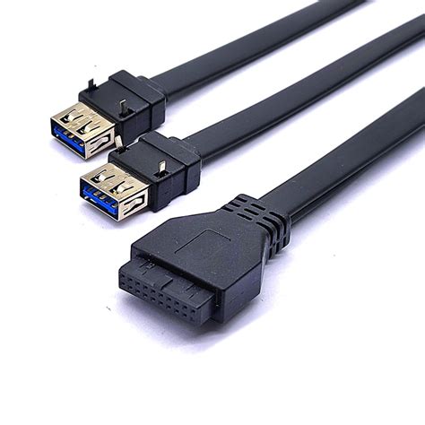 【現貨】usb3 0前置面板線19針擋板20pin轉3 0帶固定腳diy機箱卡板式扁線 蝦皮購物