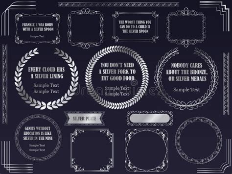 Set Of Assorted Silver Frames Vector Illustration Stock Vector
