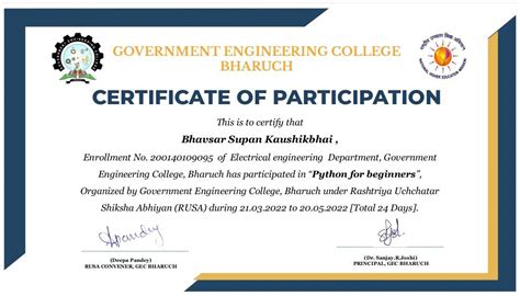 Supan Bhavsar On Linkedin Python Cirtification Coding