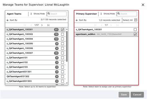 Manage Supervisor Agent Team Assignments