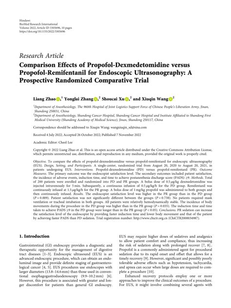 Pdf Comparison Effects Of Propofol Dexmedetomidine Versus Propofol Remifentanil For Endoscopic