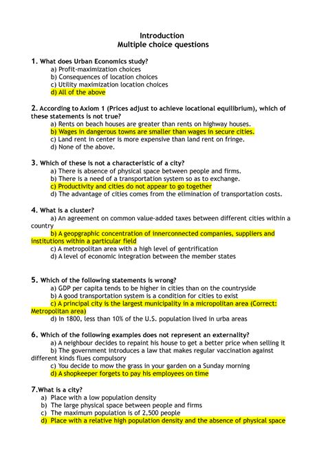 Seminar Assignments Multiple Choice Questions Introduction