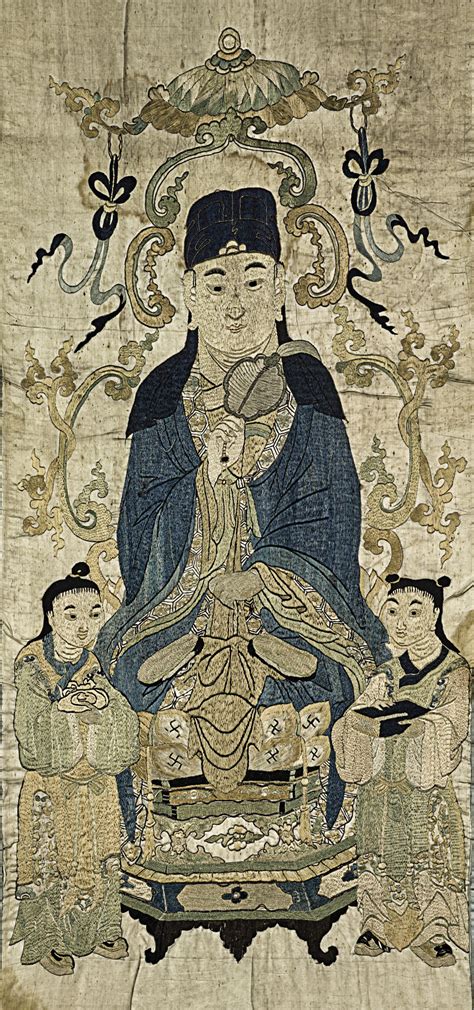 An Embroidered Silk Daoist Panel Late Ming Dynasty 晚明 絹繡道教神仙圖掛屏