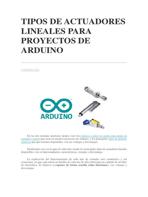 Tipos De Actuadores Lineales Para Proyectos De Arduino Pdf Solenoide Ferromagnetismo