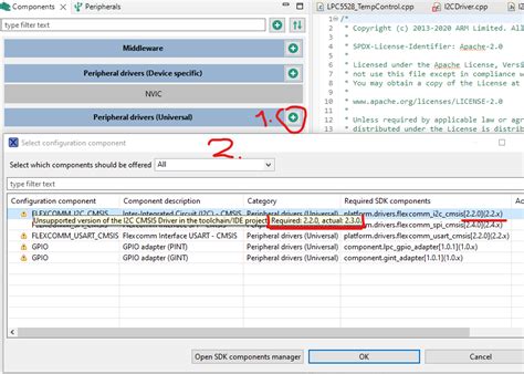 solved peripherals tool unsupported version of the i2c cmsisdriver